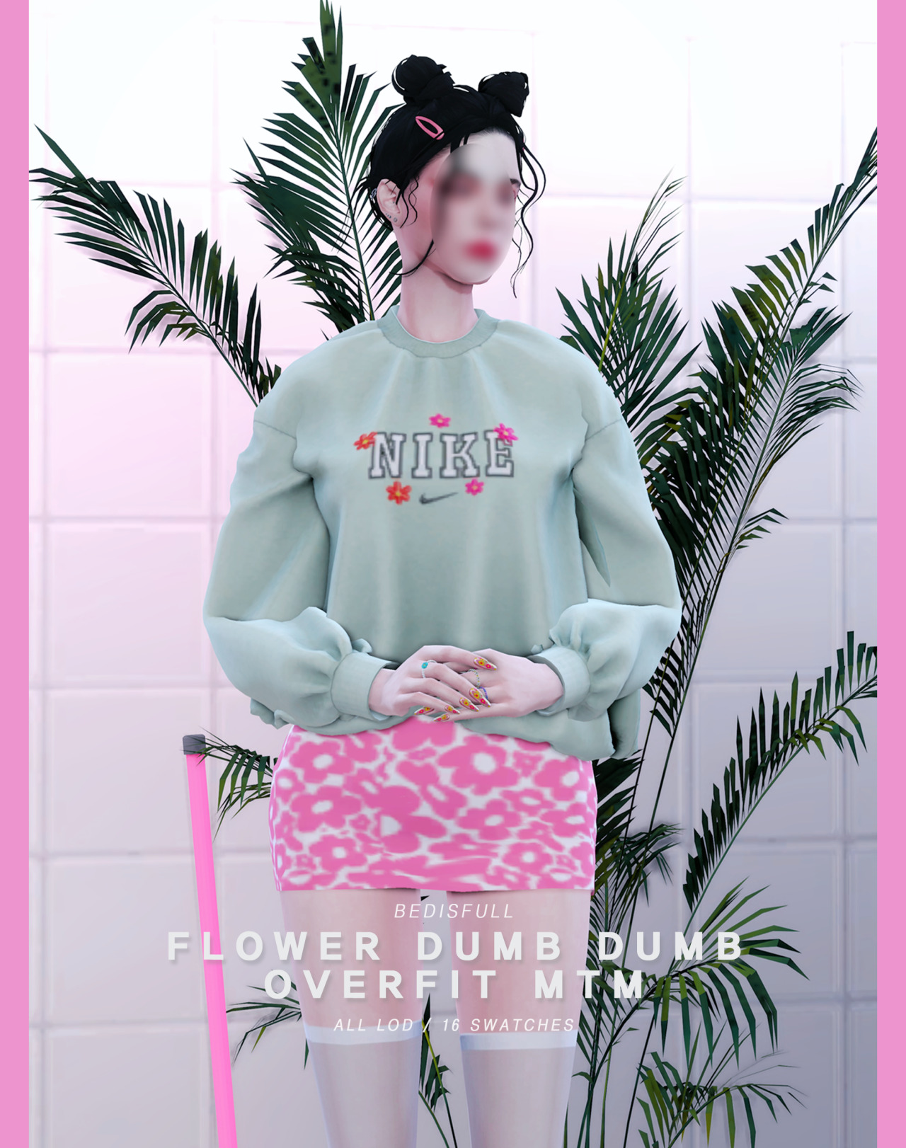 FM Flower dumb dumb overfit mtm at Bedisfull – iridescent » Sims 4 Updates