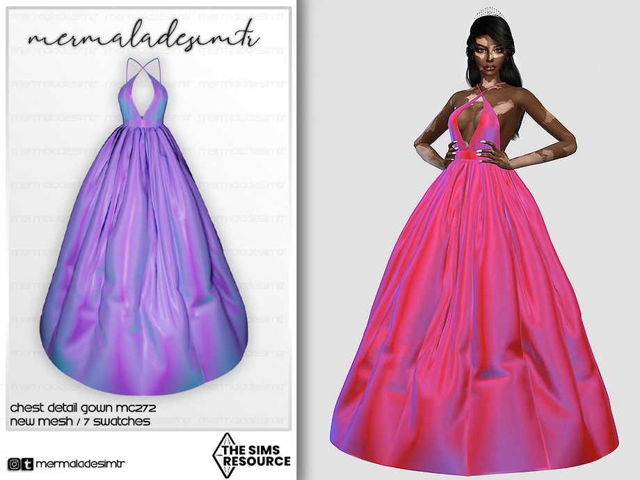 Chest Detail Gown MC272 by mermaladesimtr at TSR » Sims 4 Updates
