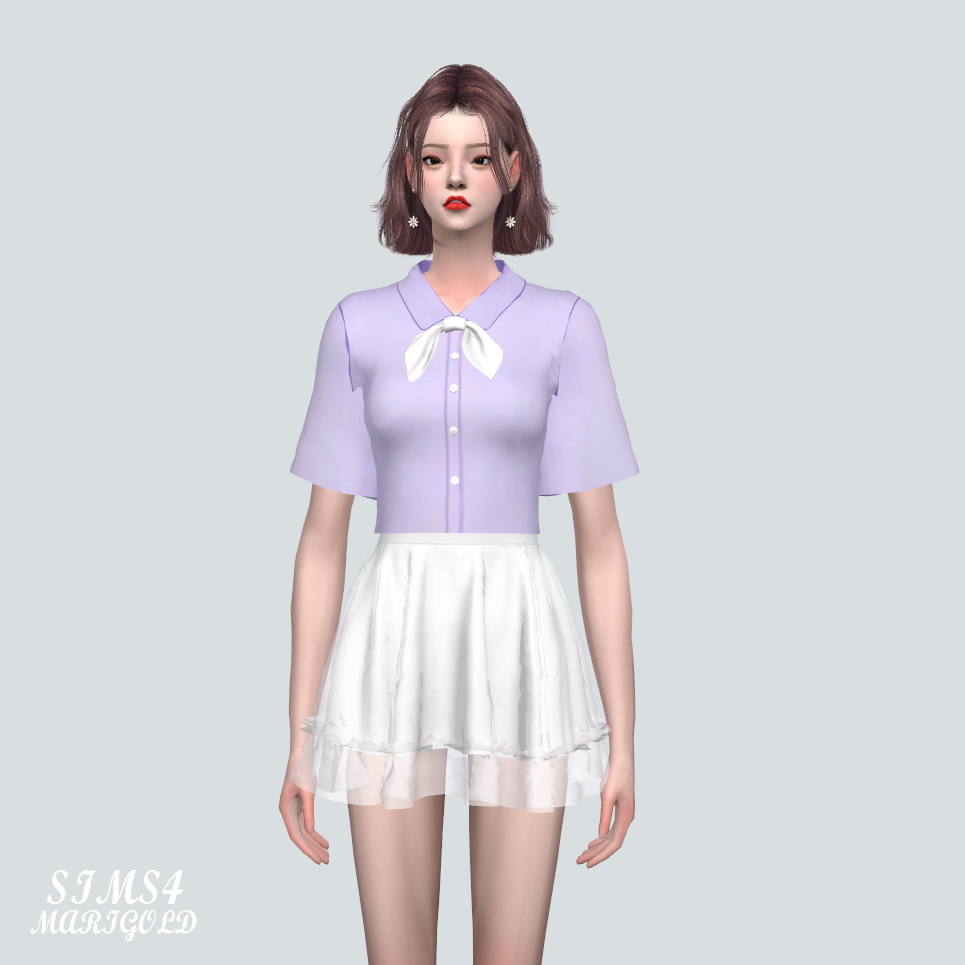 Ribbon Blouse V2 WW 2 S at Marigold » Sims 4 Updates