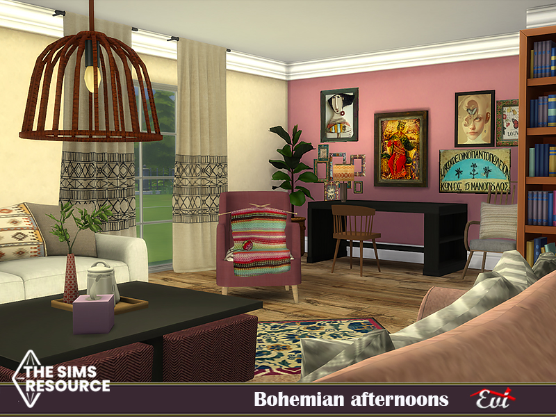 Bohemian Afternoons Livingroom by evi at TSR » Sims 4 Updates