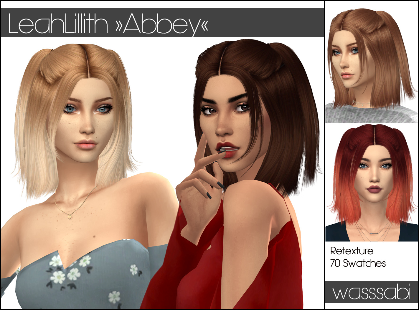LeahLillith Abbey hair retextured at Wasssabi Sims » Sims 4 Updates