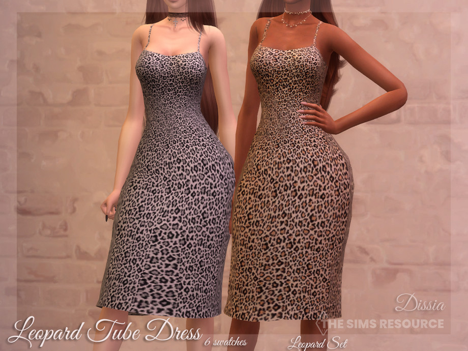 Leopard Tube Dress by Dissia at TSR » Sims 4 Updates