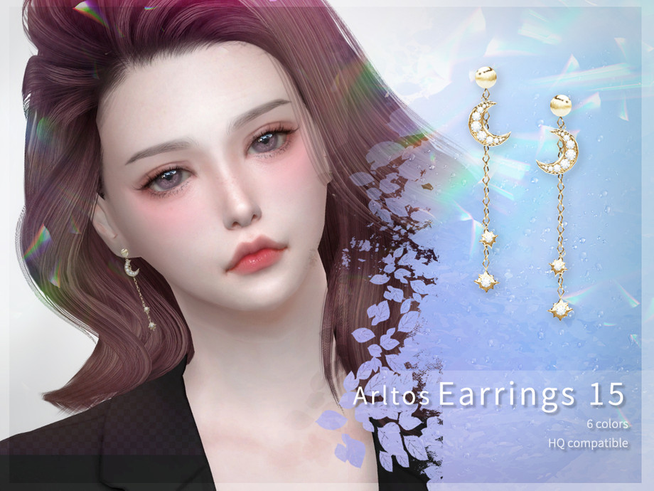 Stars and moon 15 earrings by Arltos at TSR » Sims 4 Updates