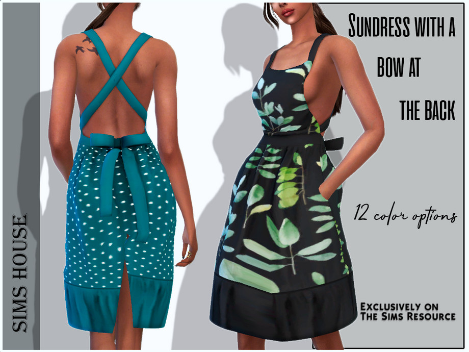 Sundress with a bow at the back by Sims House at TSR » Sims 4 Updates
