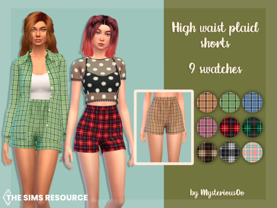 High waist plaid shorts by MysteriousOo at TSR » Sims 4 Updates