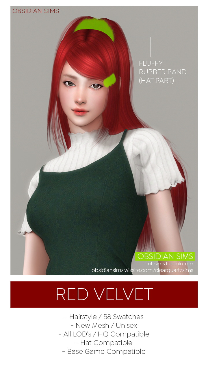 RED VELVET HAIRSTYLE at Obsidian Sims » Sims 4 Updates
