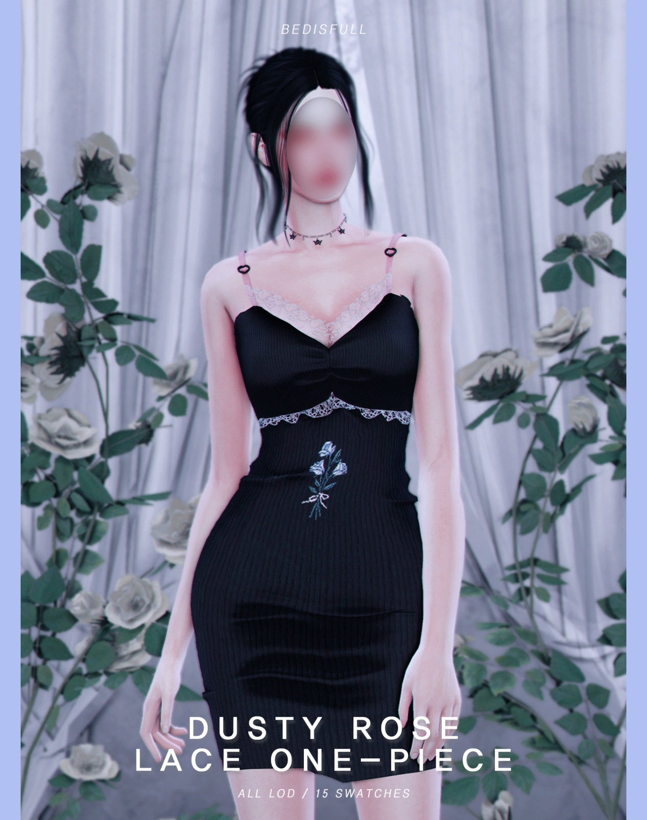 FM Dusty rose lace one-piece at Bedisfull – iridescent » Sims 4 Updates