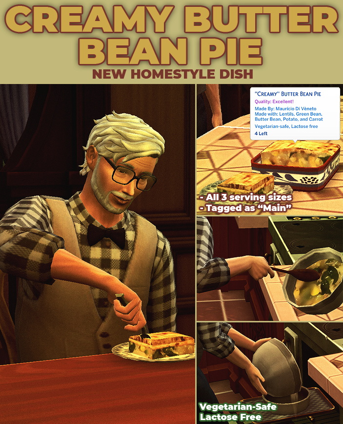 Creamy Butter Bean Pie Custom Recipe at Mod The Sims 4 » Sims 4 Updates