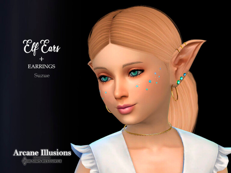 Arcane Illusions Elf Ears + Earrings Child by Suzue at TSR » Sims 4 Updates