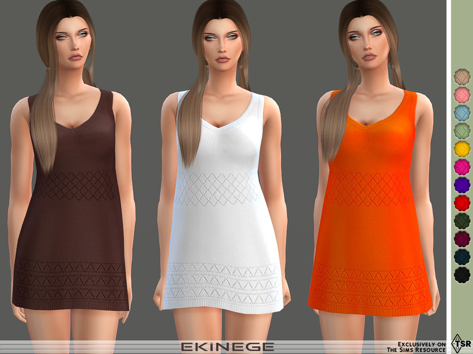 Sleeveless Knit Shift Dress by ekinege at TSR » Sims 4 Updates