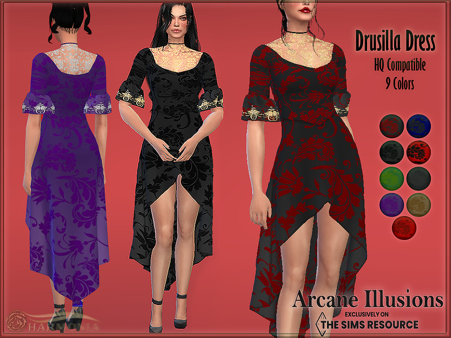 Arcane Illusions Drusilla Dress by Harmonia at TSR » Sims 4 Updates