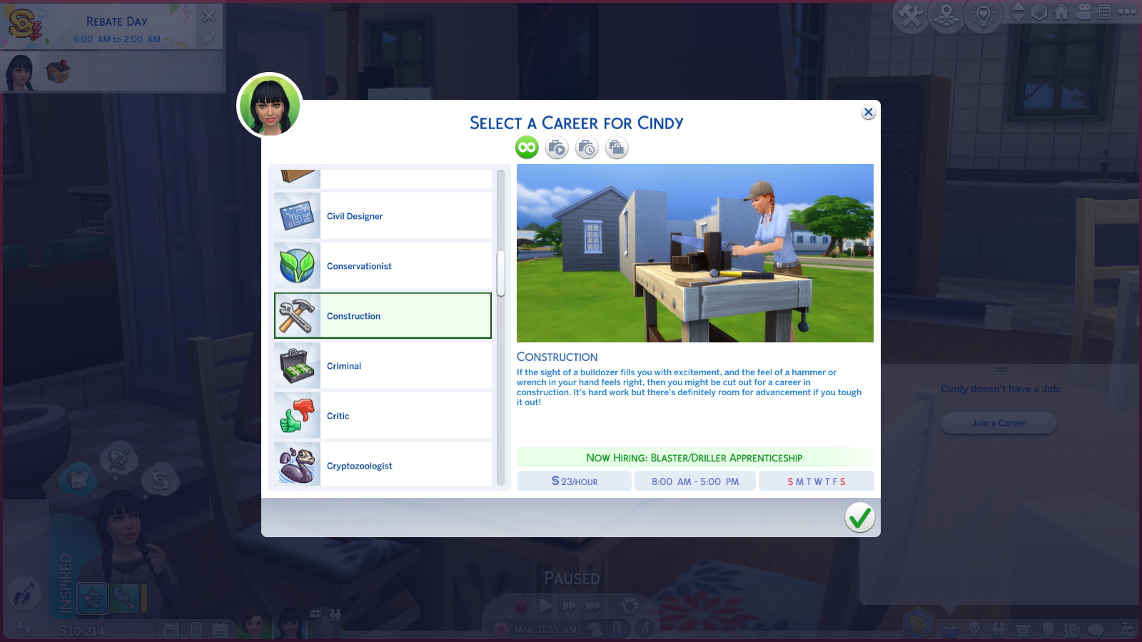 Construction Career by jessienebulous at Mod The Sims 4 » Sims 4 Updates