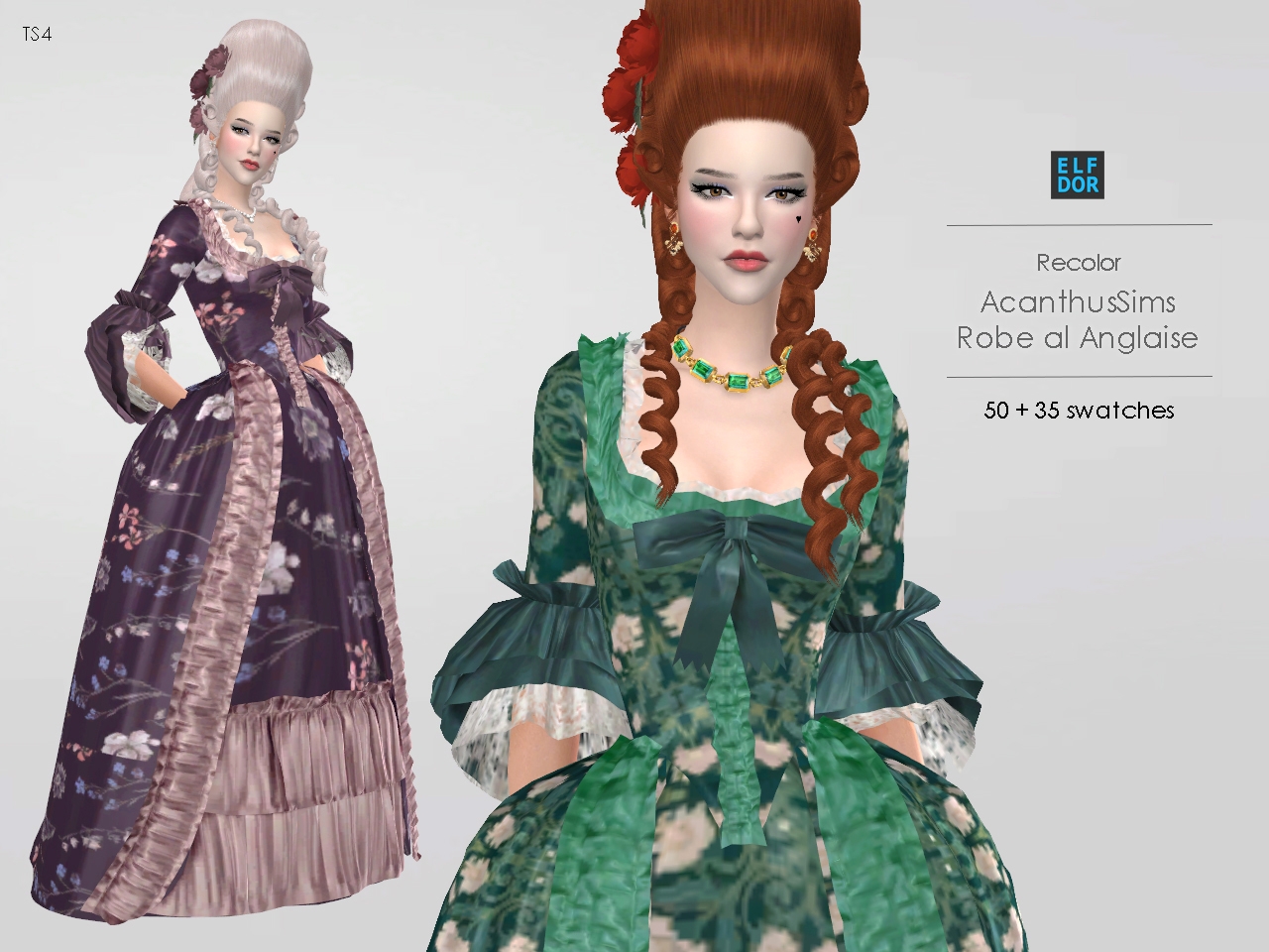 AcanthusSims Robe a la Anglaise RC at Elfdor Sims » Sims 4 Updates
