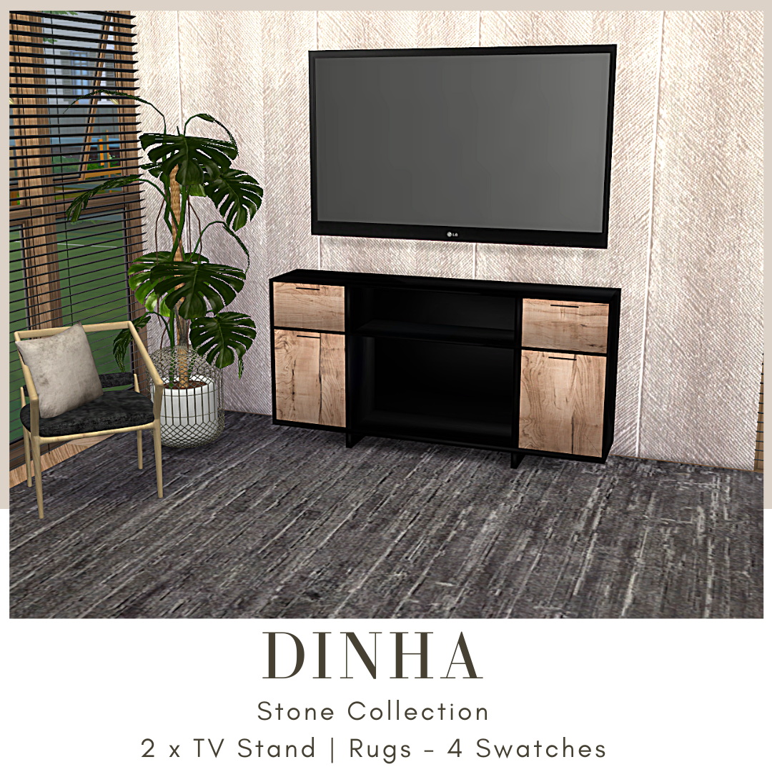 Stone Collection: 2 x TV Stand & Rugs at Dinha Gamer » Sims 4 Updates
