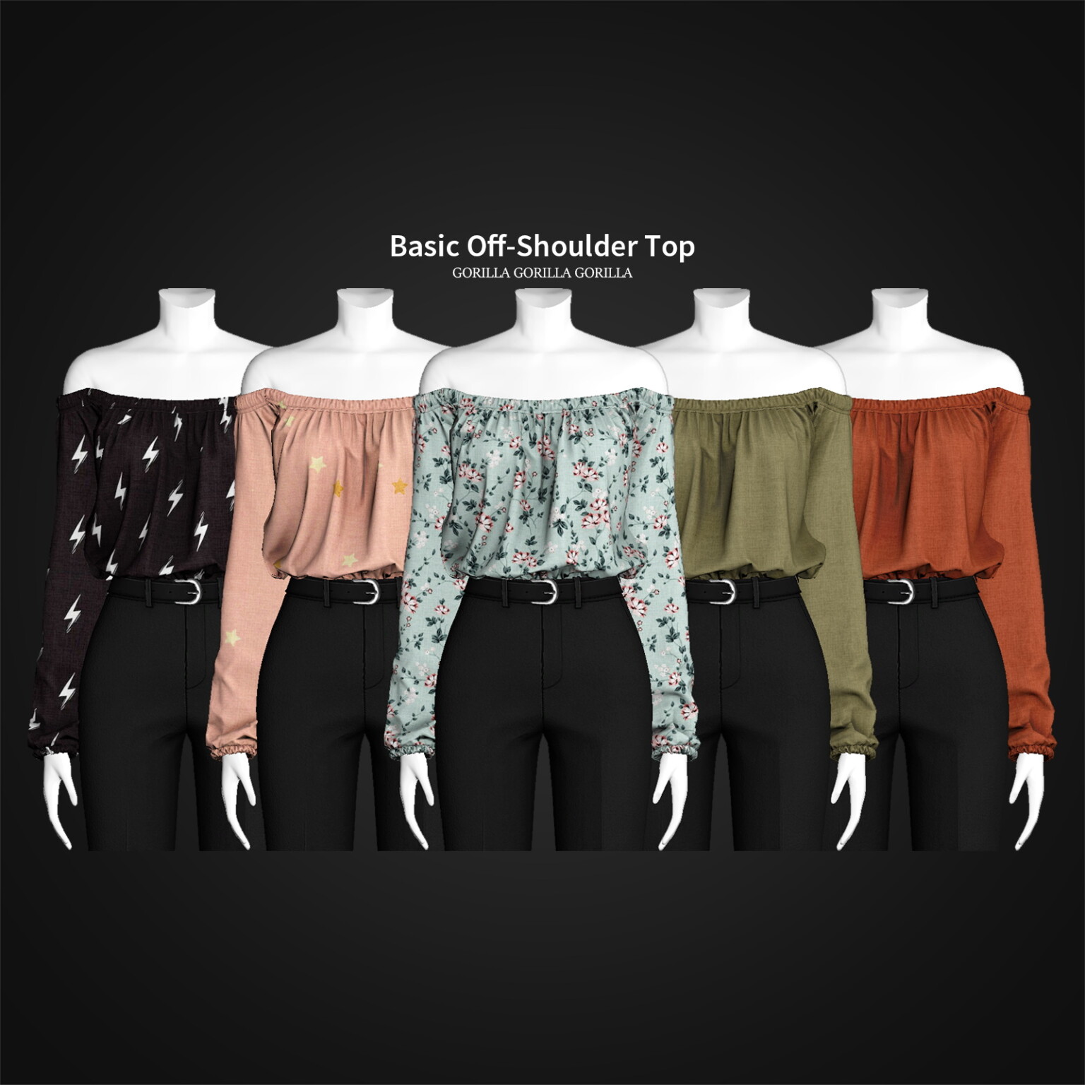 Basic Off-Shoulder Top at Gorilla » Sims 4 Updates