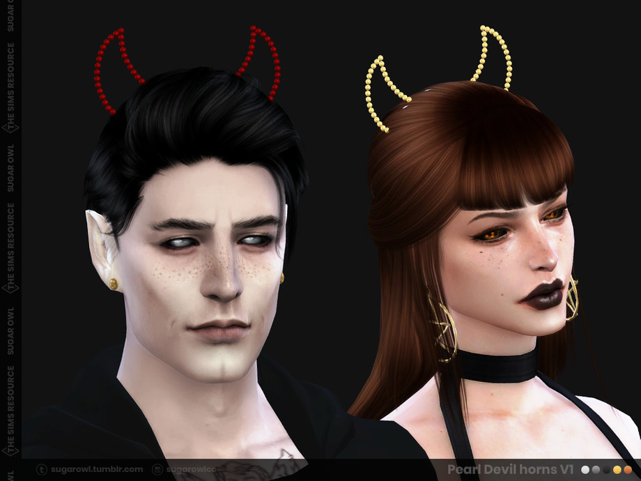 Pearl Devil Horns V1 by sugar owl at TSR » Sims 4 Updates