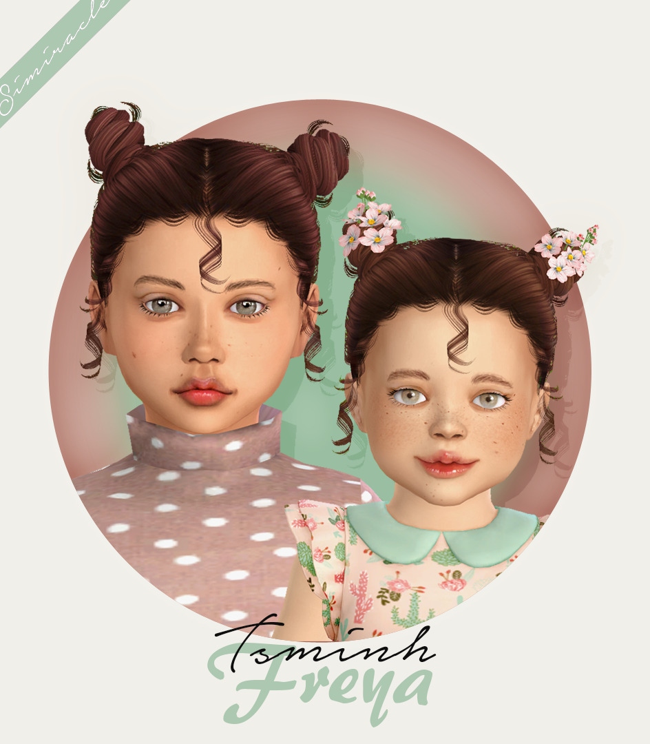 Tsminh Freya hair for kids & toddlers at Simiracle » Sims 4 Updates