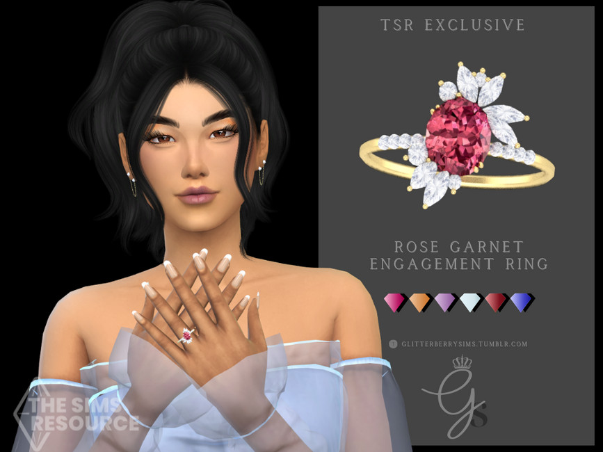 Garnet Rose Engagement Ring by Glitterberryfly at TSR » Sims 4 Updates