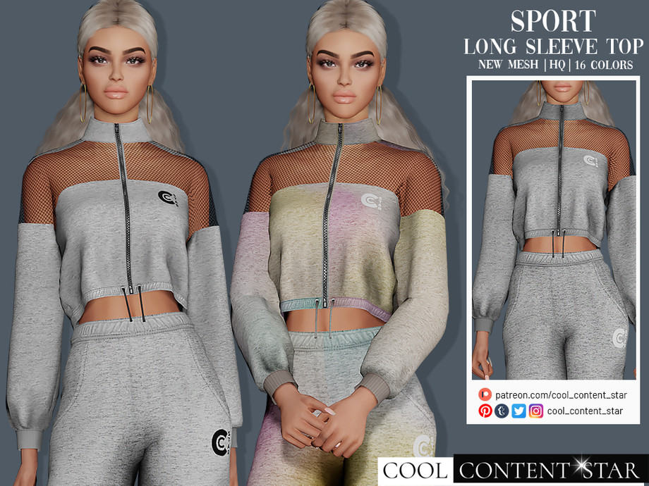 Long Sleeve Top with Net by sims2fanbg at TSR » Sims 4 Updates