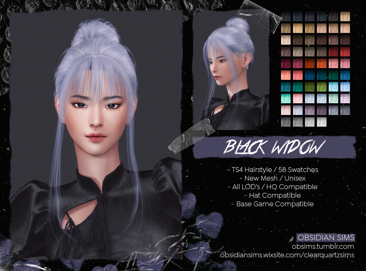 BLACK WIDOW HAIRSTYLE at Obsidian Sims » Sims 4 Updates