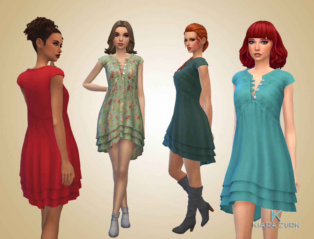 Ladies Dress Ruffle at My Stuff Origin » Sims 4 Updates