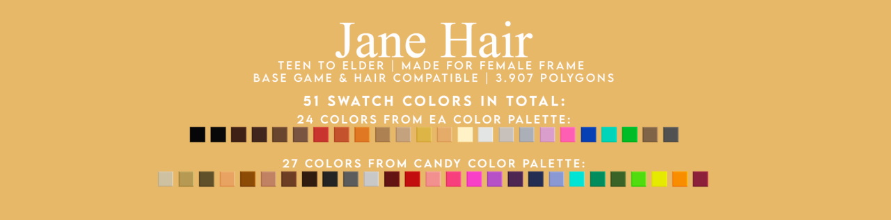 JANE HAIR at Candy Sims 4 » Sims 4 Updates