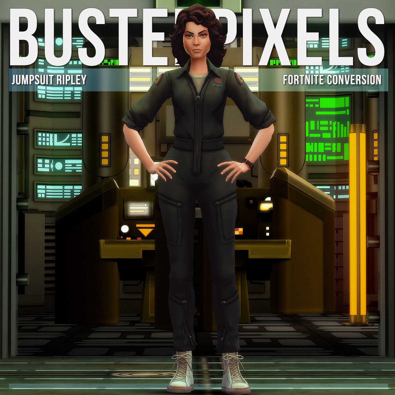 Fortnite Jumpsuit Ripley Conversion/Edit at Busted Pixels » Sims 4 Updates