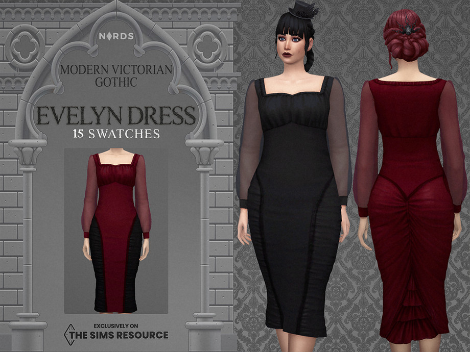 Modern Victorian Gothic - Evelyn Dress by Nords at TSR » Sims 4 Updates