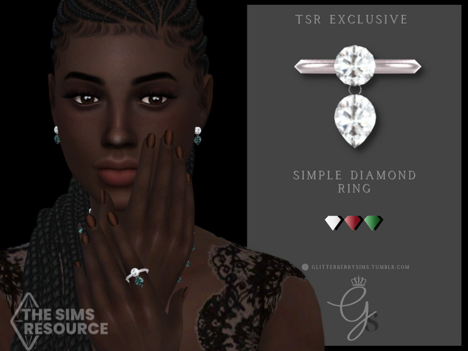 Simple Diamond Ring by Glitterberryfly at TSR » Sims 4 Updates