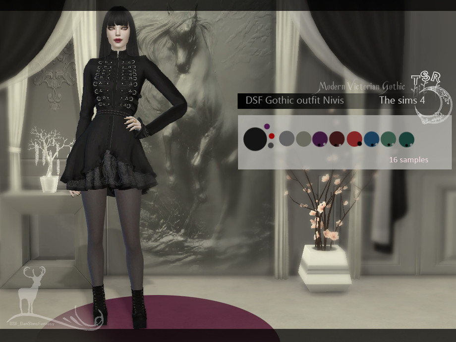 Modern Victorian Gothic_ Gothic outfit Nivis by DanSimsFantasy at TSR ...