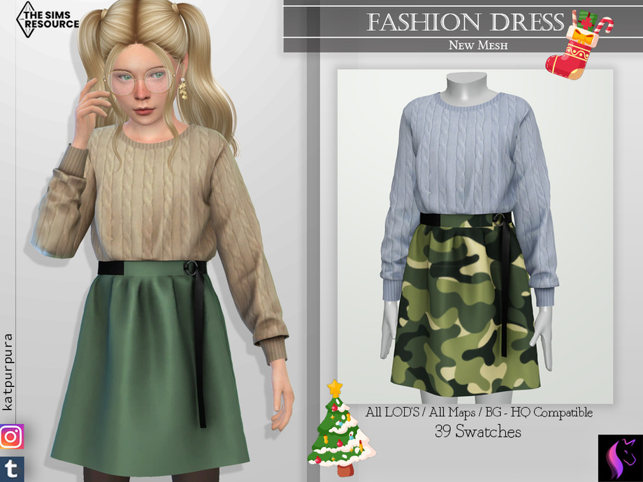 Fashion Dress by KaTPurpura at TSR » Sims 4 Updates