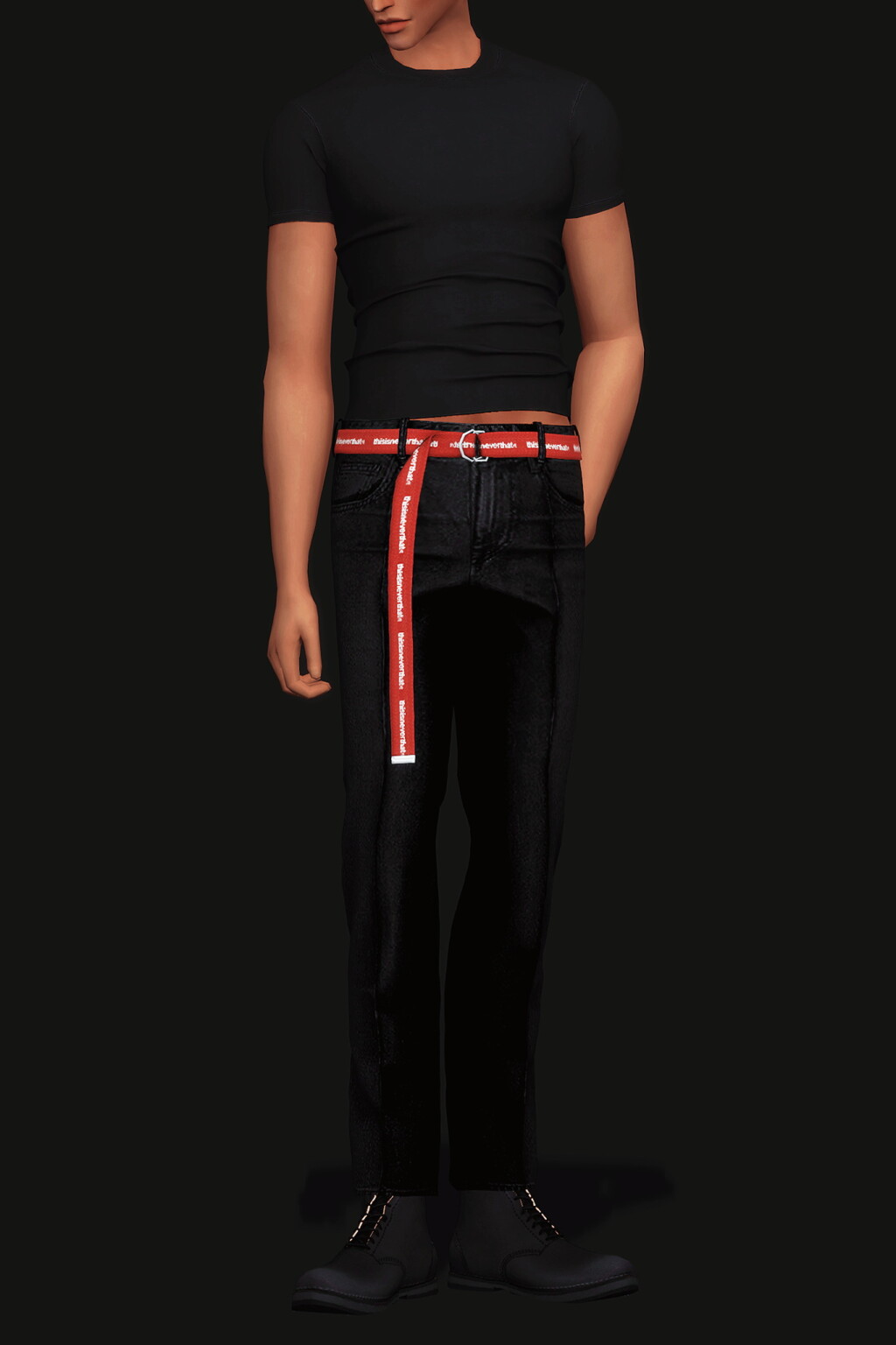 Pintuck Jeans & Ring Canvas Belt at Gorilla » Sims 4 Updates