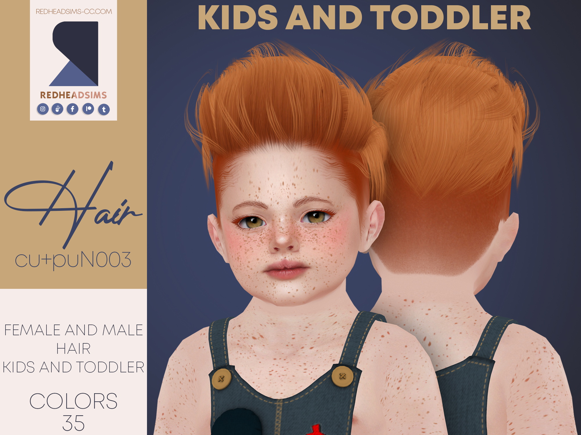 HAIR N003 at REDHEADSIMS » Sims 4 Updates