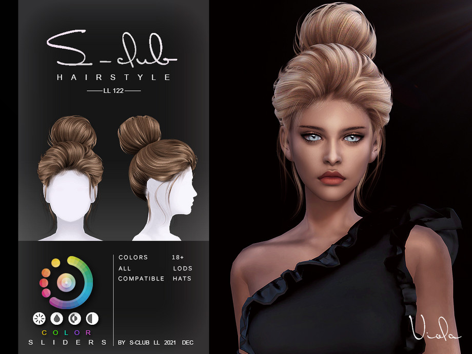 Big fancy bun (Viola) by S-Club at TSR » Sims 4 Updates