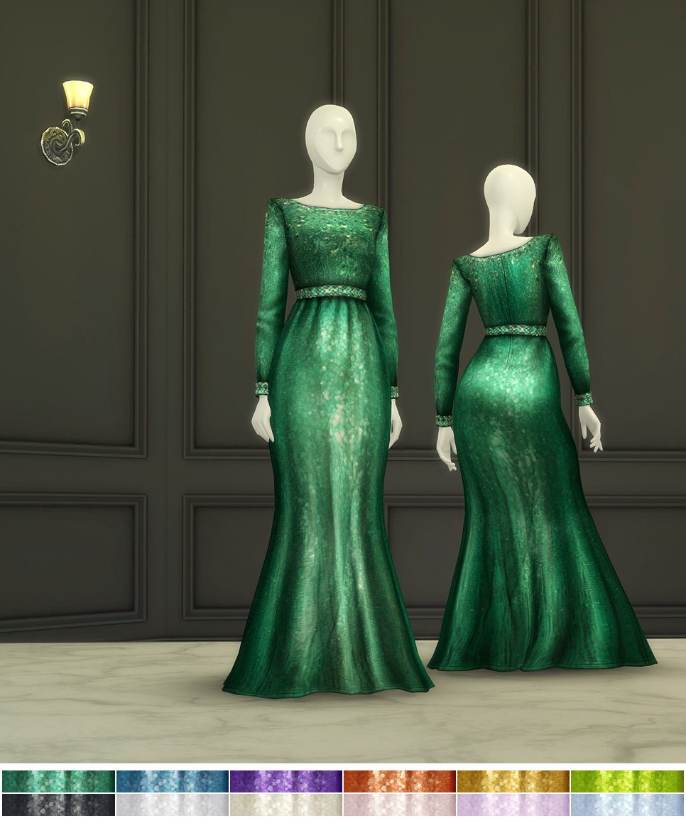 Green Sequin Gown at Rusty Nail » Sims 4 Updates