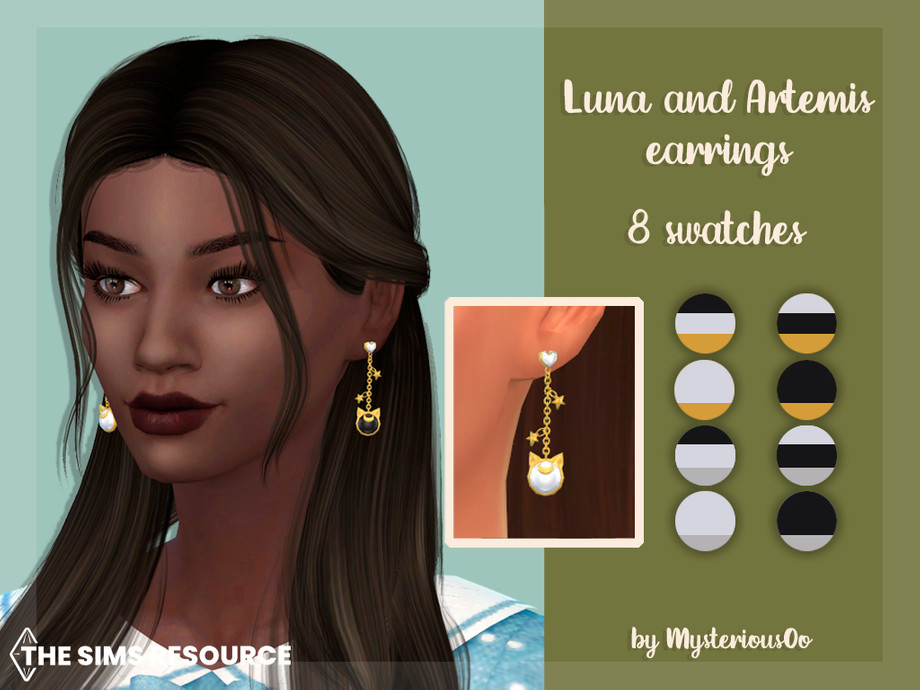 Luna and Artemis earrings by MysteriousOo at TSR » Sims 4 Updates