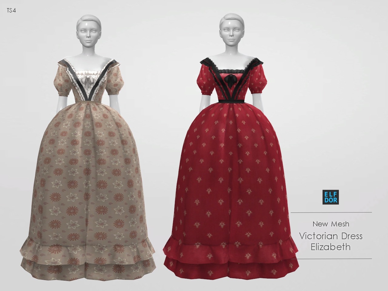Victorian Dress Elizabeth at Elfdor Sims » Sims 4 Updates