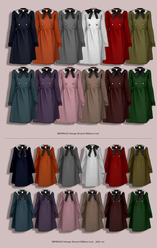 Vintage Brooch Ribbon Coat at RIMINGs » Sims 4 Updates