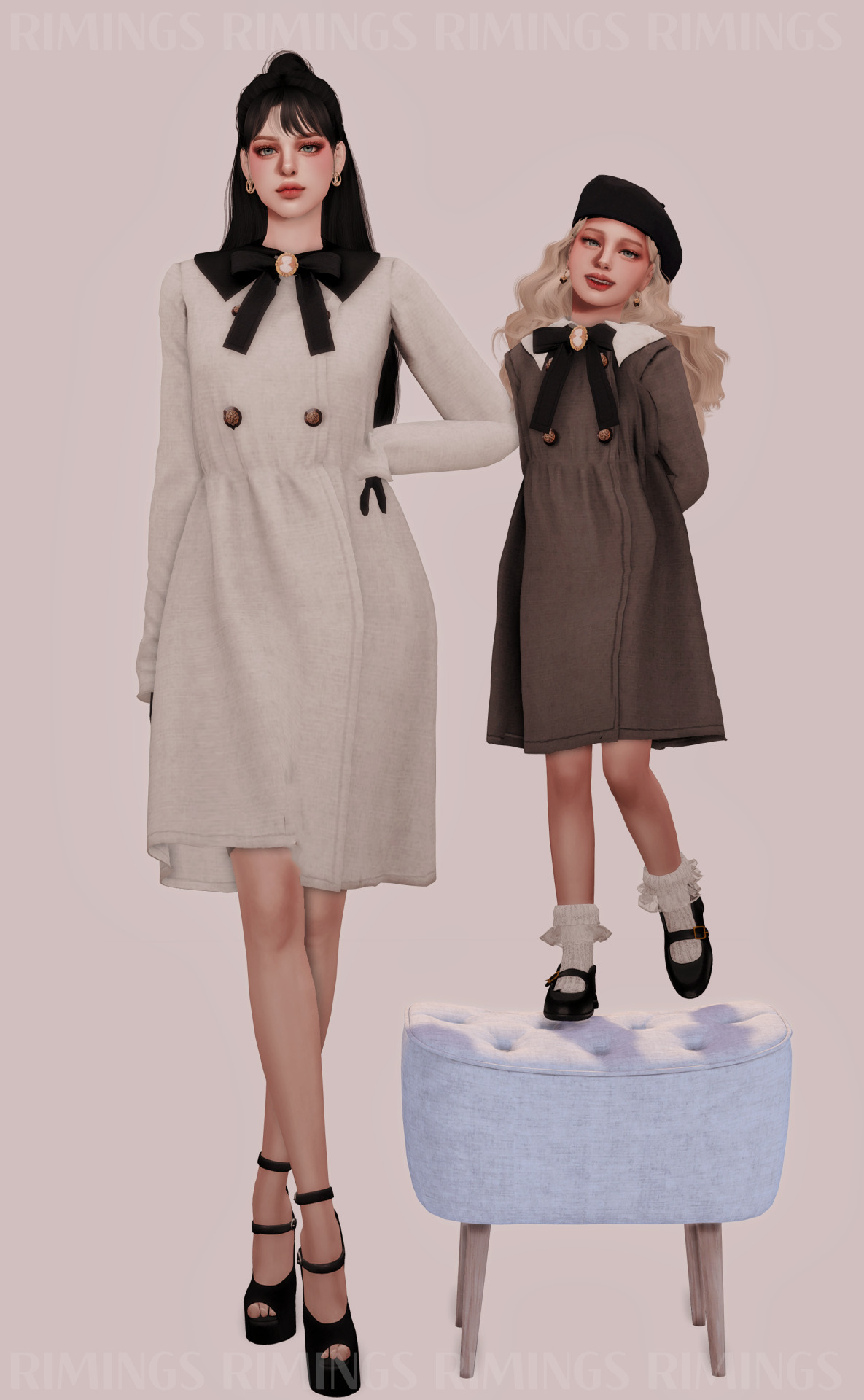 Vintage Brooch Ribbon Coat at RIMINGs » Sims 4 Updates