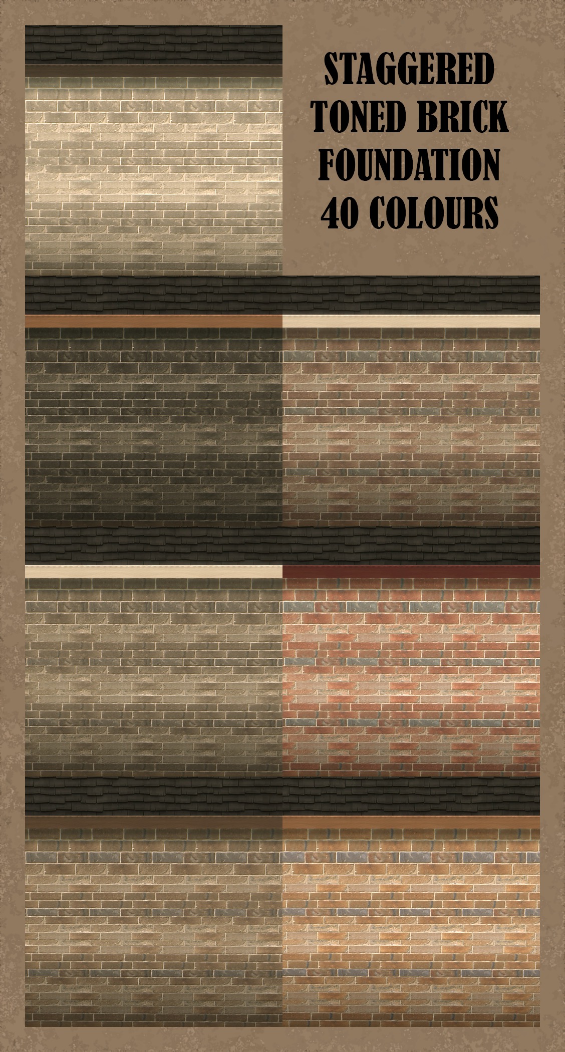 Staggered Toned Brick Foundation - 40 Colours by Simmiller at Mod The ...