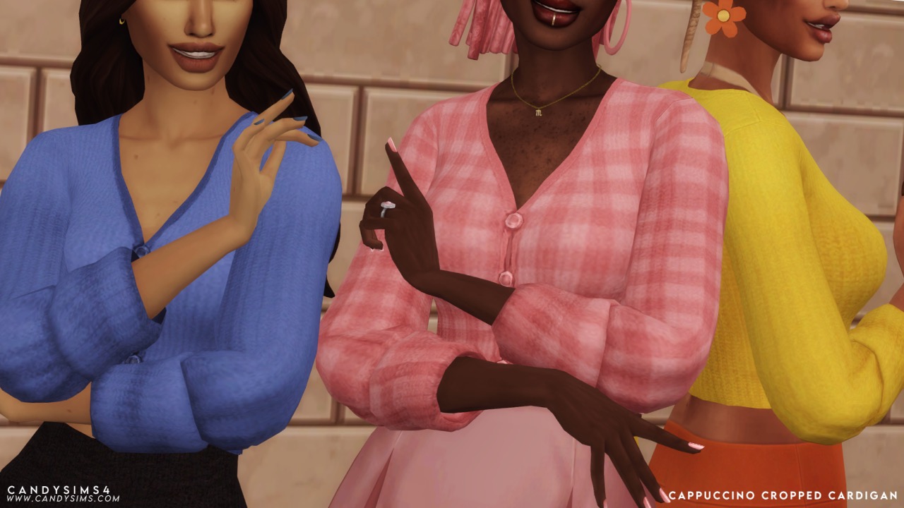 CAPPUCCINO CROPPED CARDIGAN at Candy Sims 4 » Sims 4 Updates