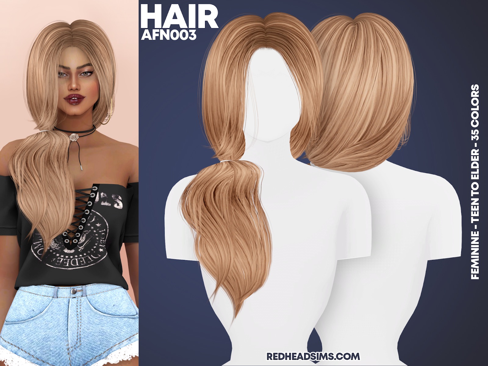 AF HAIR N003 at REDHEADSIMS » Sims 4 Updates