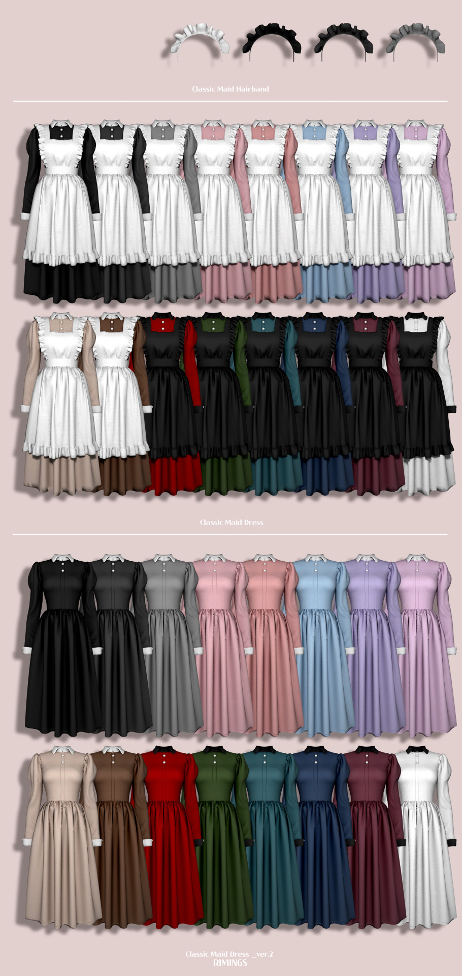 Classic Maid Outfit Set at RIMINGs » Sims 4 Updates